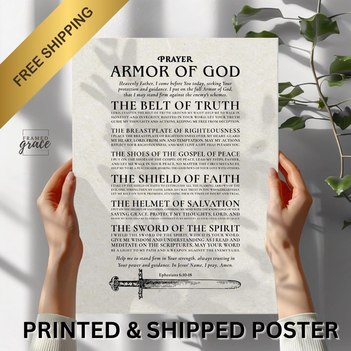 Armor Of God Prayer Wall Art, Unframed Paper Poster 11x14in - Walmart.com