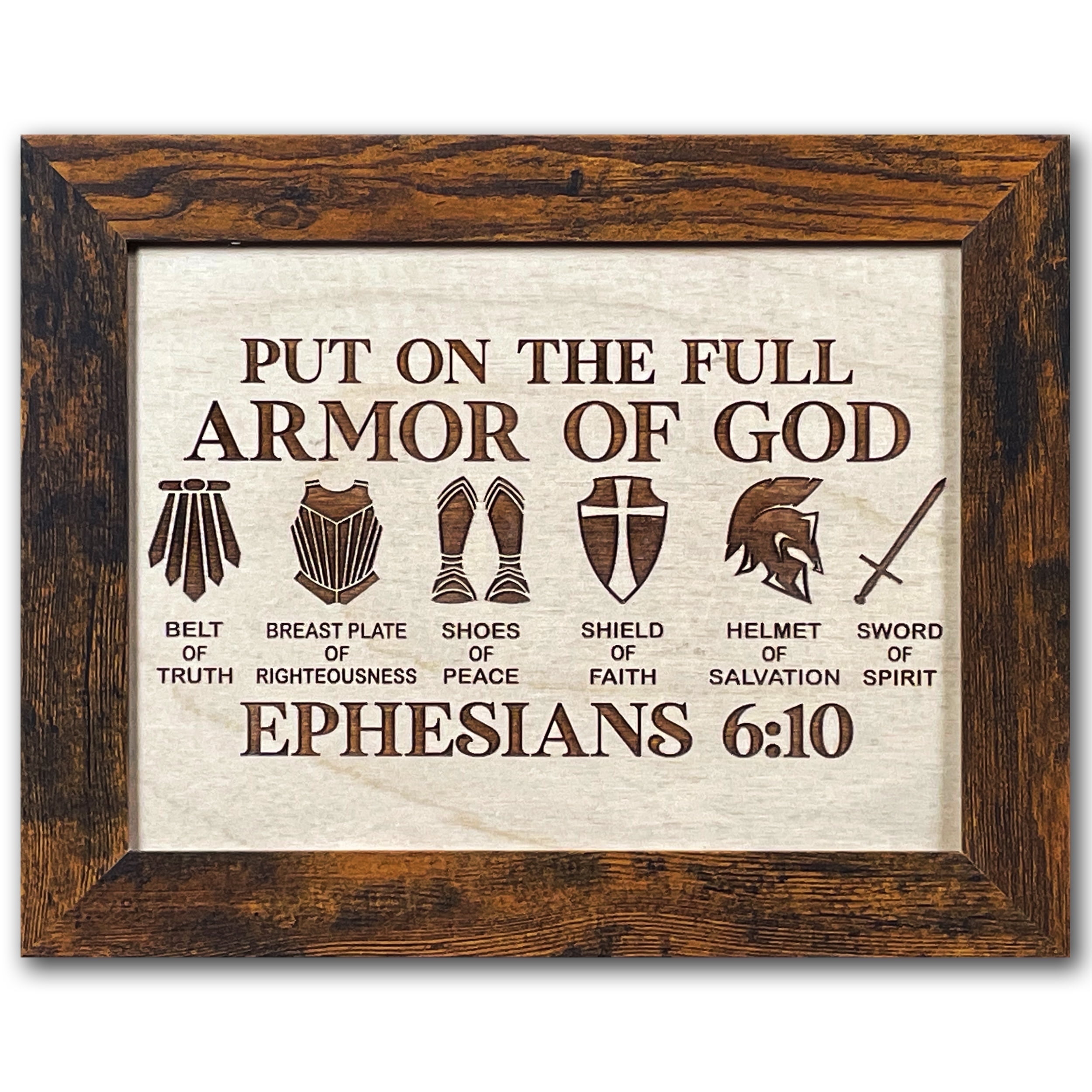 Products By Zeus Armor of God Christian Bible Verse Rustic Brown Color ...