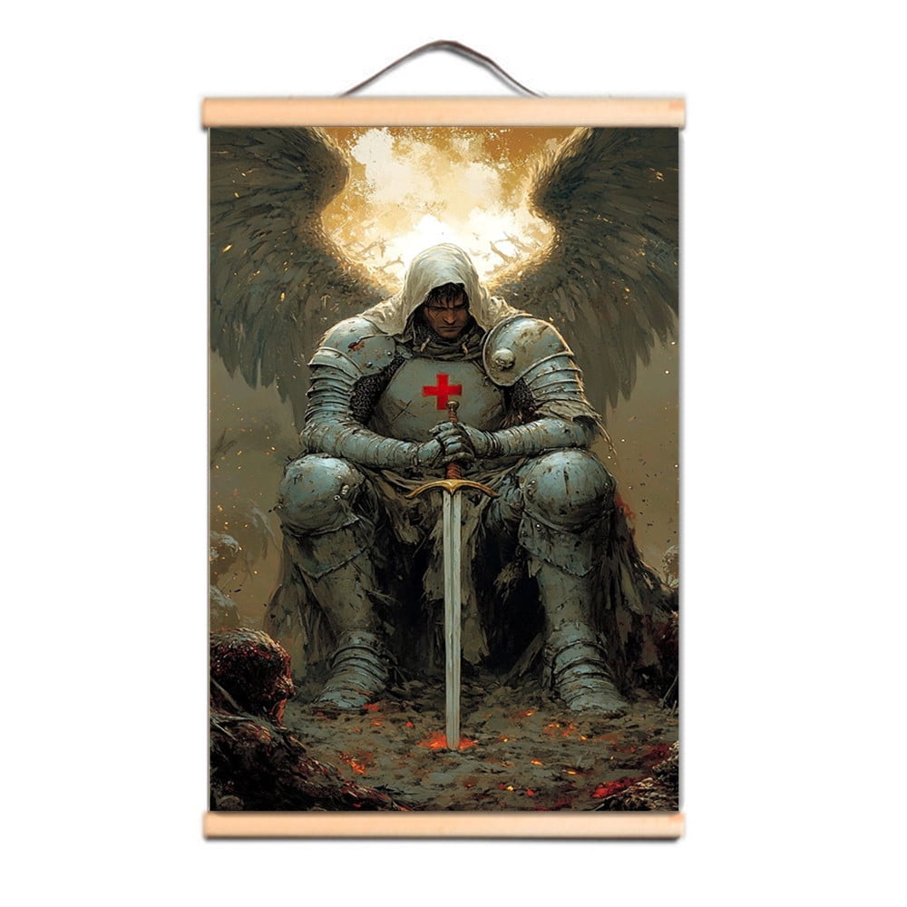 Armor Warrior Canvas Scroll Painting Wall Hanging - Vintage Knights ...