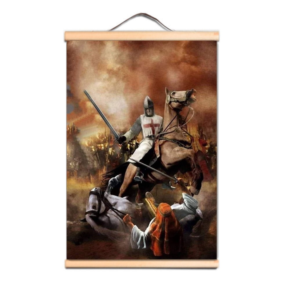 Armor Warrior Tapestry Canvas Scroll Painting Wall Hanging Flag ...