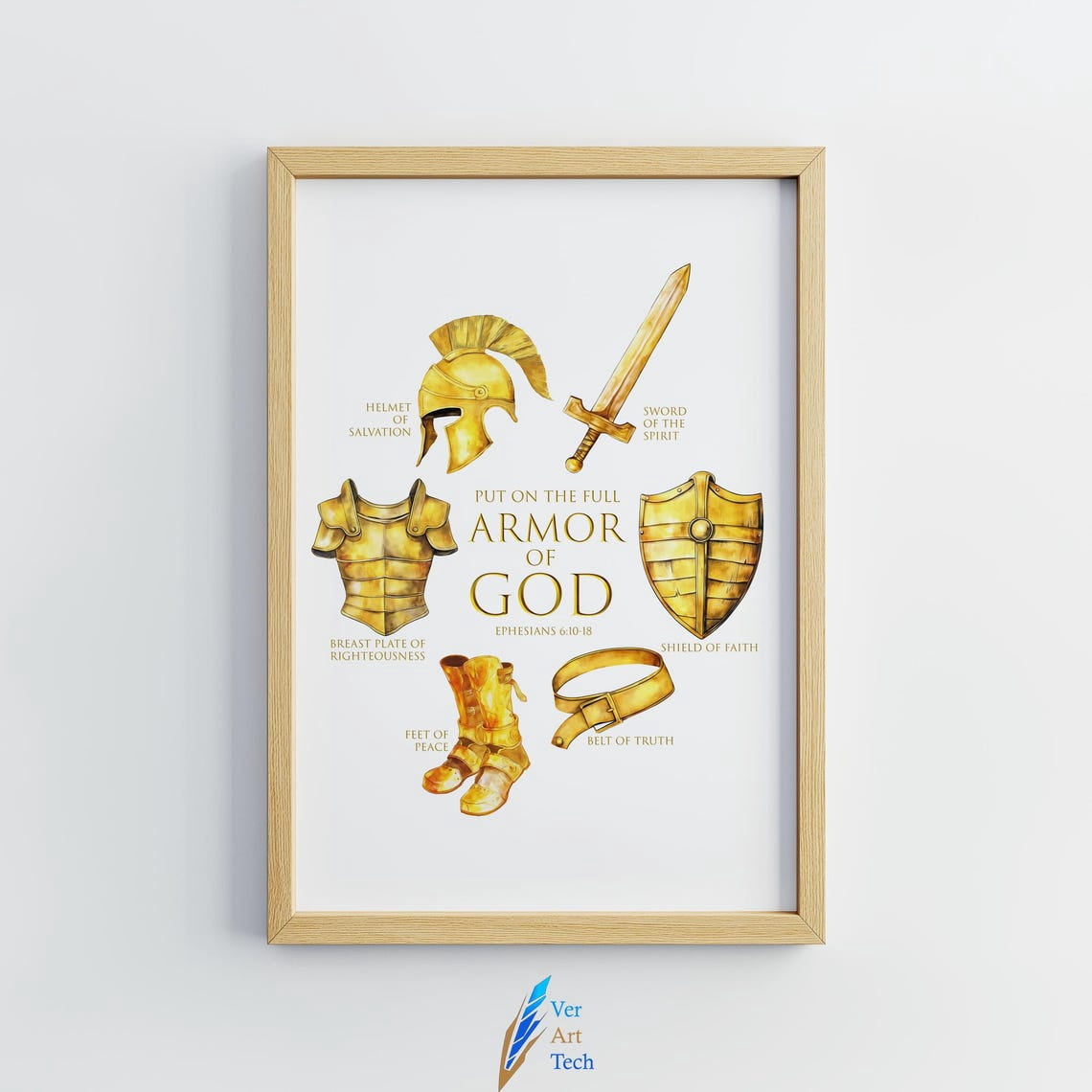 Armor of God Ephesians 6 Christian Wall Art Unframed Paper Print ...