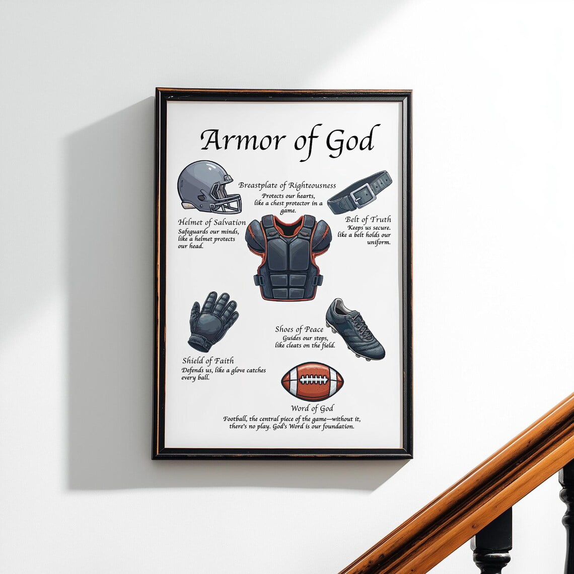 Armor of God Football Wall Art Christian Sports Decor, Unframed Canvas ...