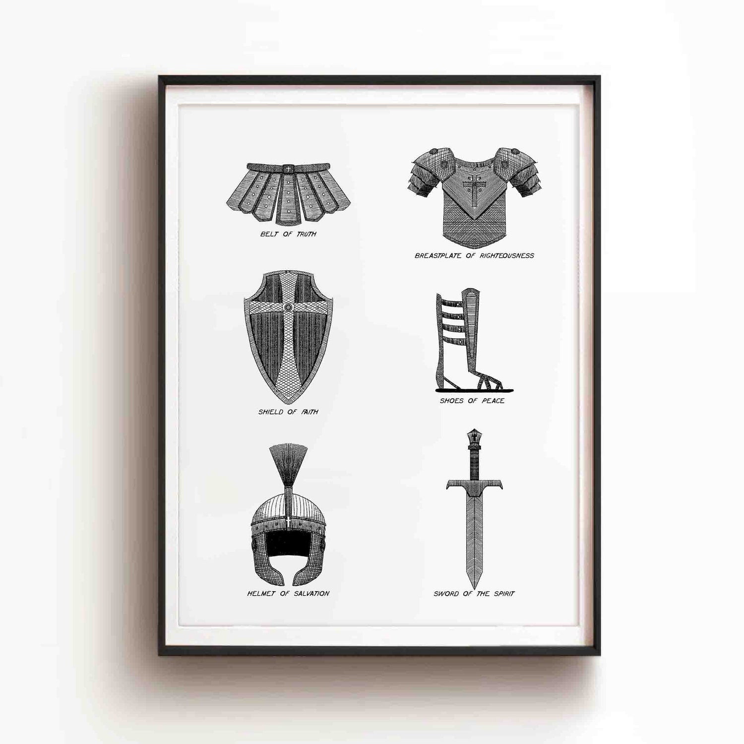 Armor of God, Jesus Christian wall art, Bible Sketches Modern Christian ...