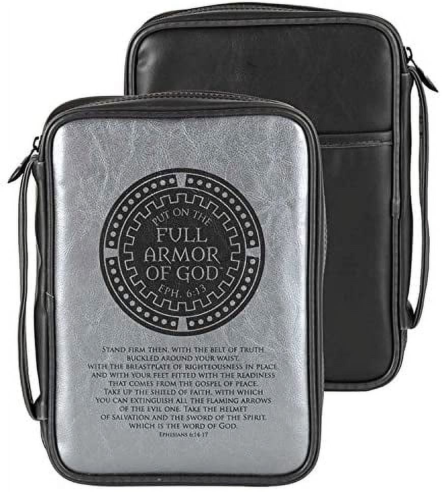 Armor of God Metallic Silver Polyurethane Bible Cover, Large Print ...