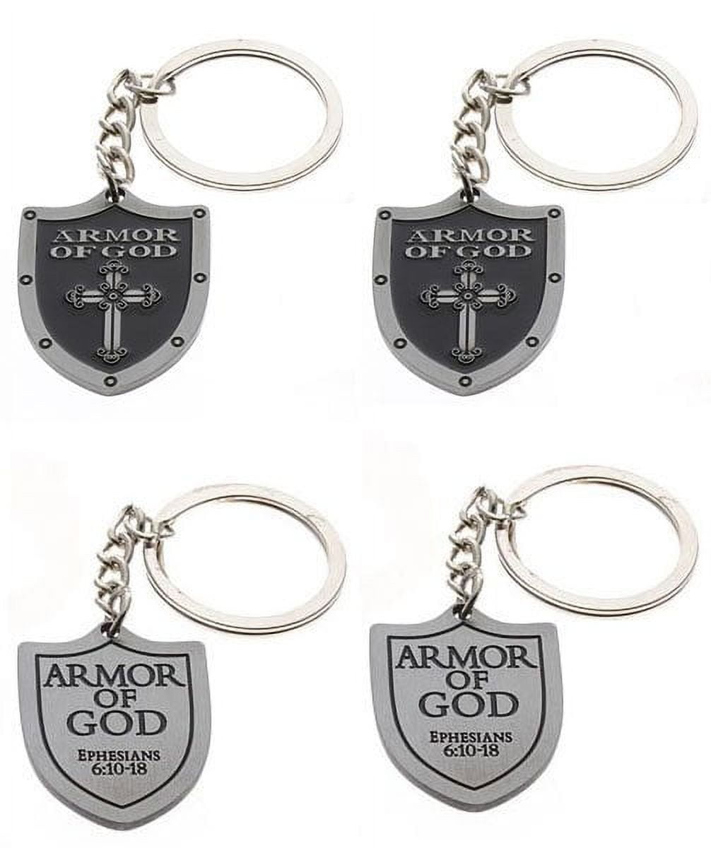 Armor of God Shield Pewter Keychain, Key Tag, Key Ring Pack of 4 ...