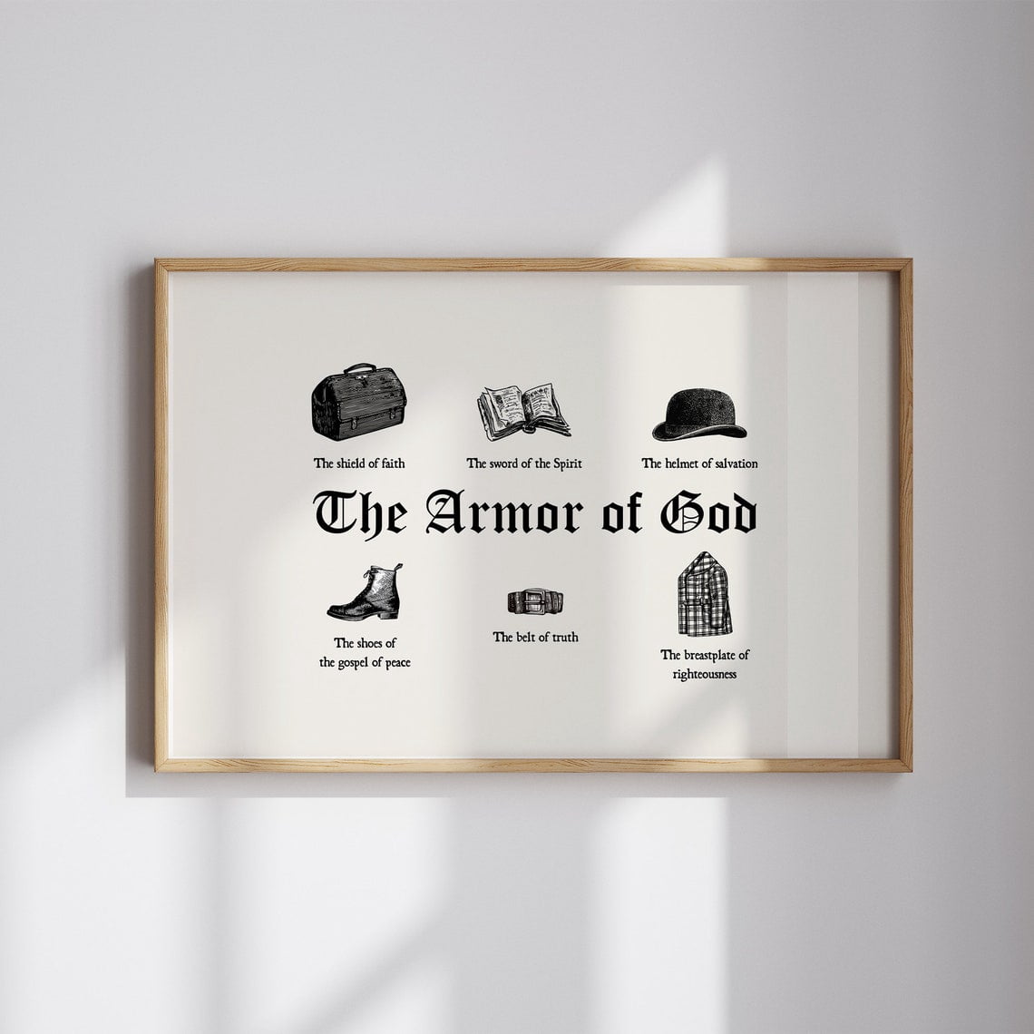 Armor of God Vintage Christian Print: Retro Bible Wall Art Unframed ...