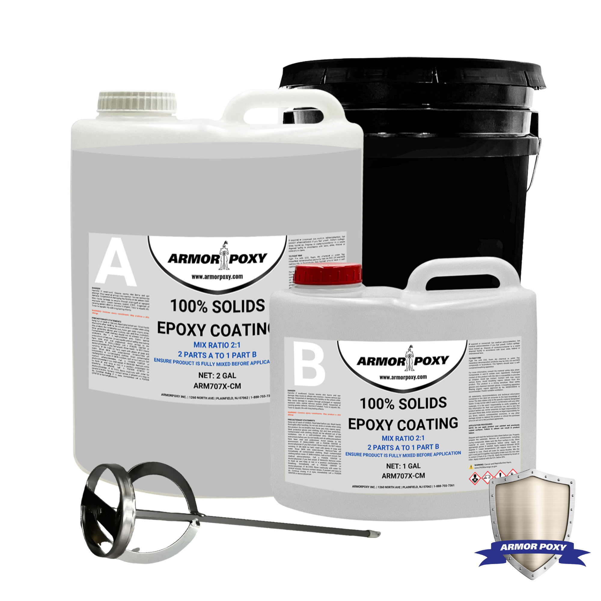 ArmorPoxy 100% Solids Epoxy, Ultra Thick with Metal Mixer, Medium Gray ...
