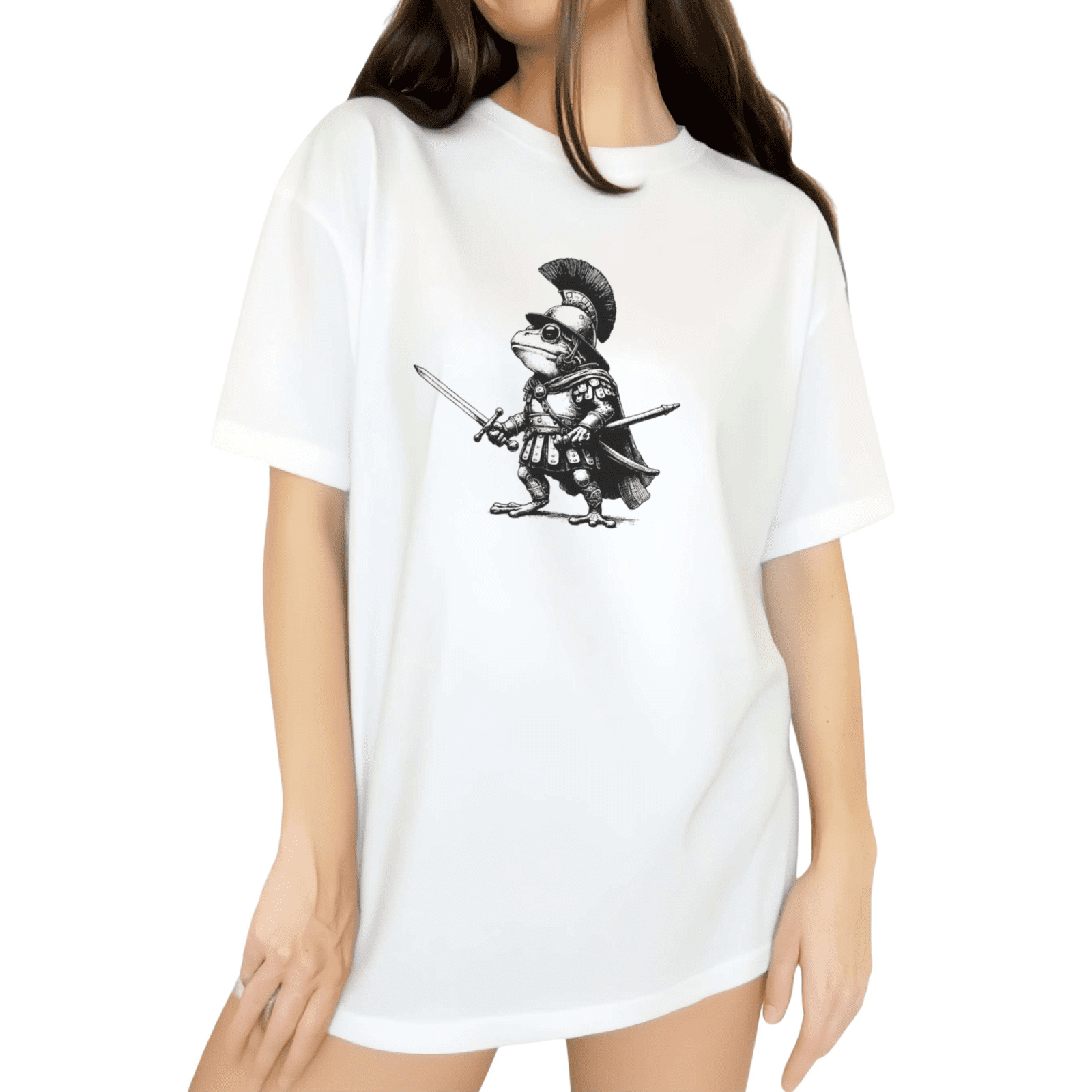 Cozymy Womens Gladiator Frog With Swords Graphic Short Sleeve T-Shirt S ...