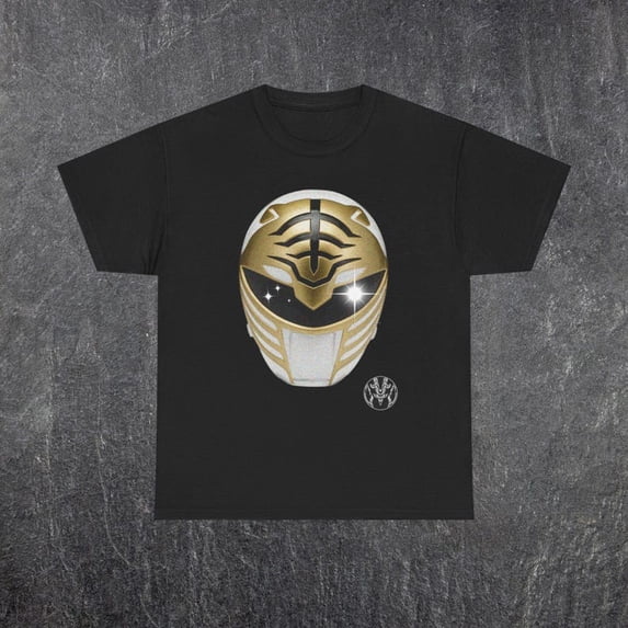 Armored Helmet Artwork Tee, White MMPR Iconic Action Style Featuring ...