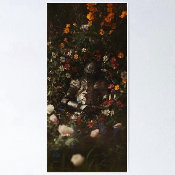 Armored Knight Lying In A Bed Of Flowers Poster , Poster Print Only ...