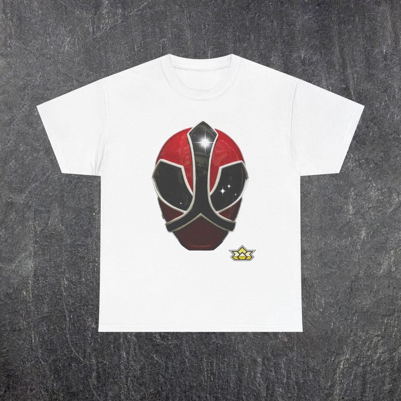 Armored Mask Artwork T-Shirt, Red Samurai Ranger Dynamic Action Style ...