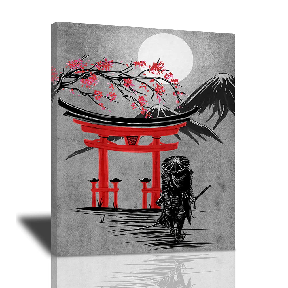 Armored Samurai Canvas Wall Art Torii Canvas Painting For Wall Cool ...