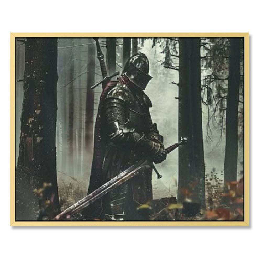 Armored Warrior Epic Medieval Knight Samurai Wall Art Canvas Canvas ...