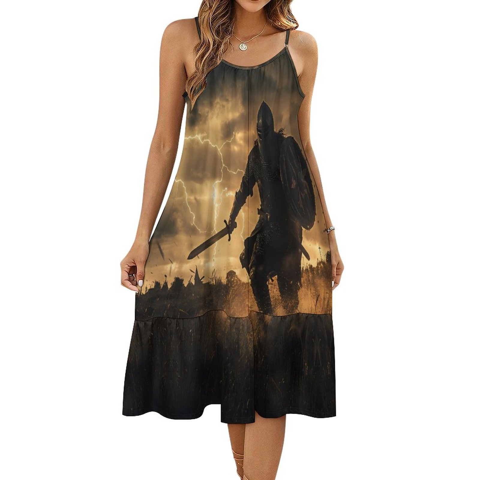 Armored Warrior Medieval Knight And Lightning Women Summer Dresses ...