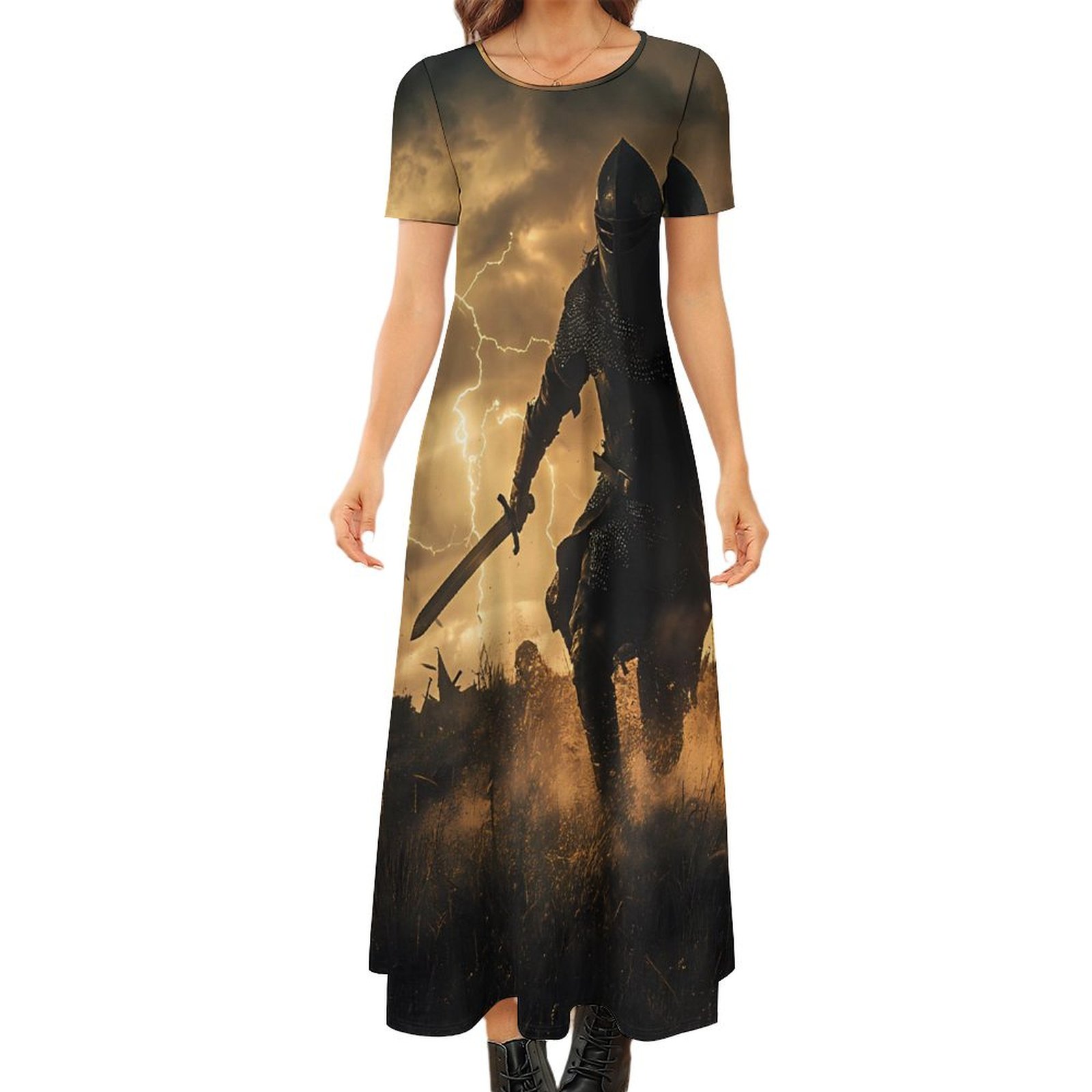 Armored Warrior Medieval Knight And Lightning Women's Maxi Dress Summer ...