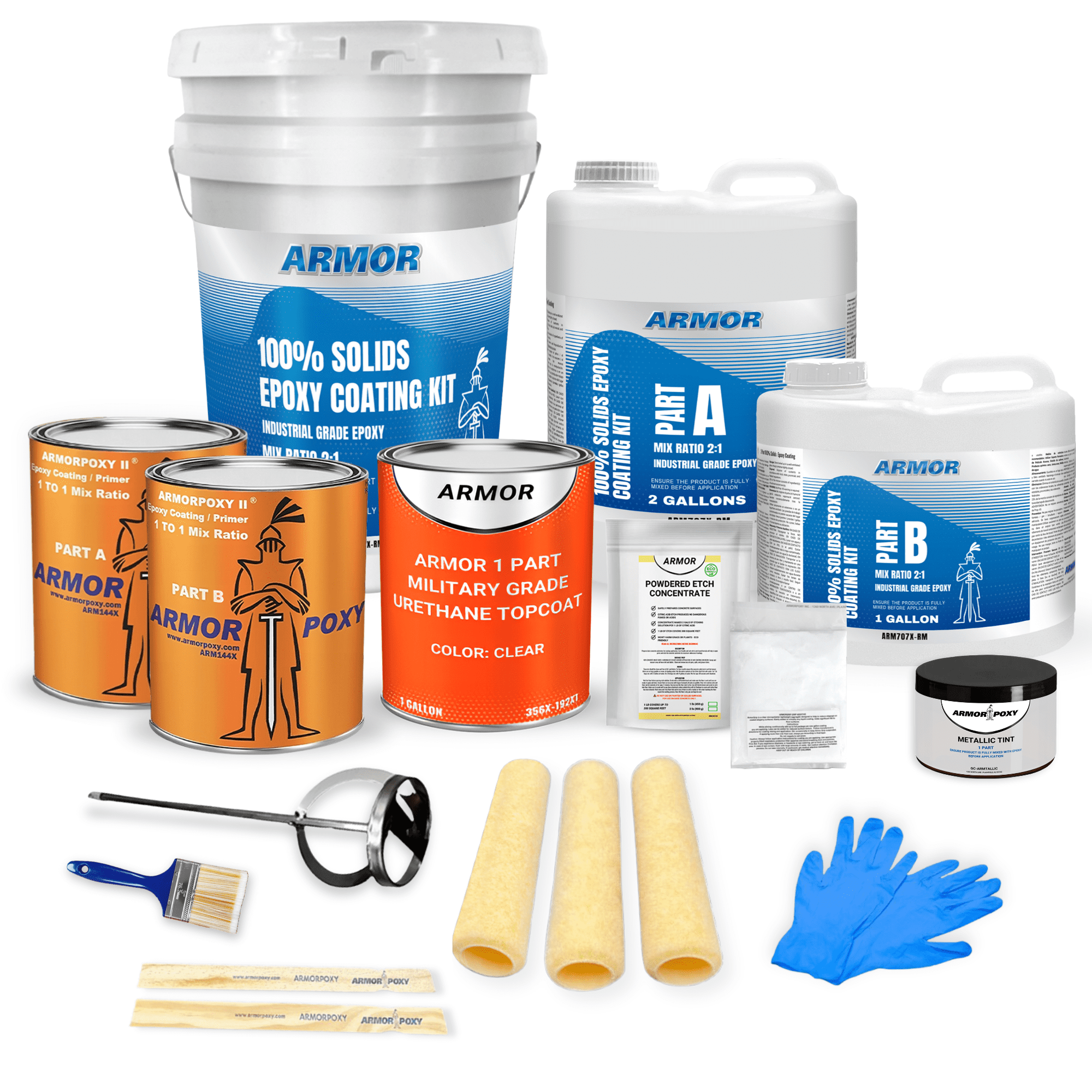 ArmorTallic Metallic Epoxy Complete Floor Kit 100% Solids Epoxy ...