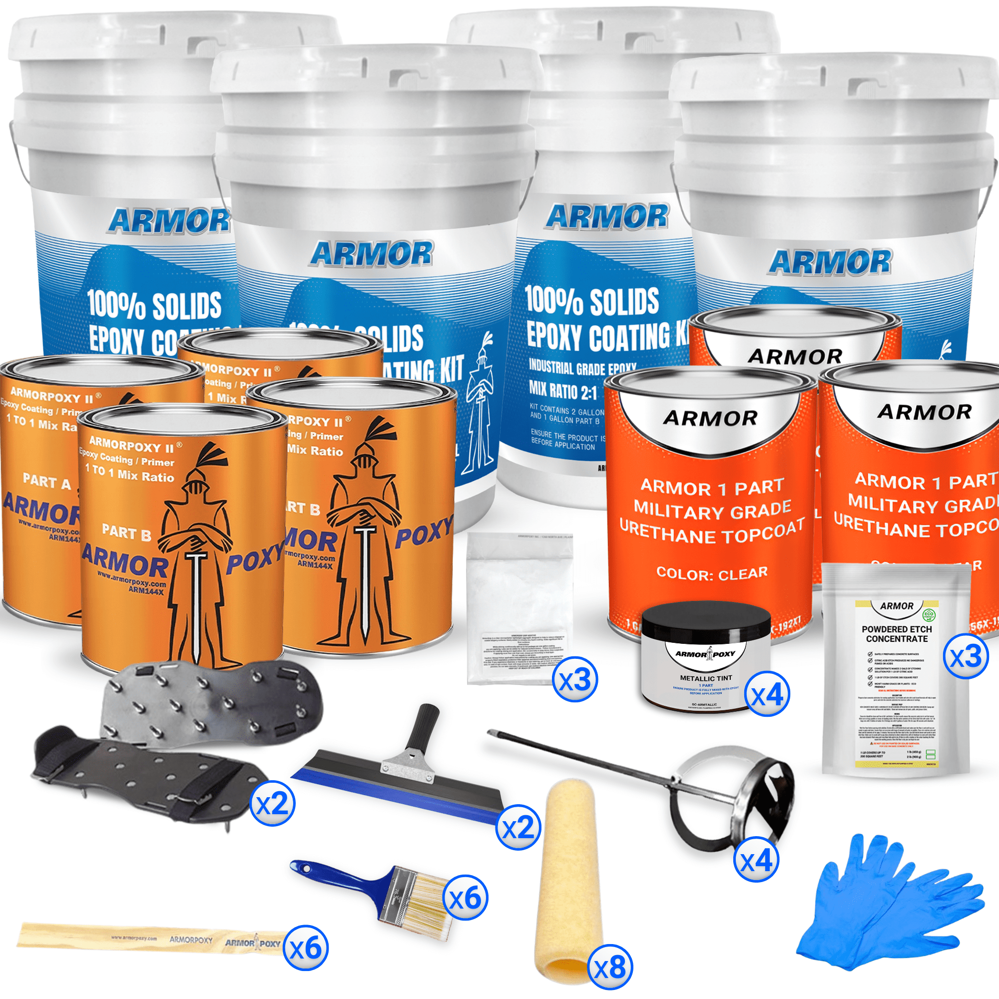 ArmorTallic Metallic Epoxy Complete Floor Kit 100% Solids Epoxy ...
