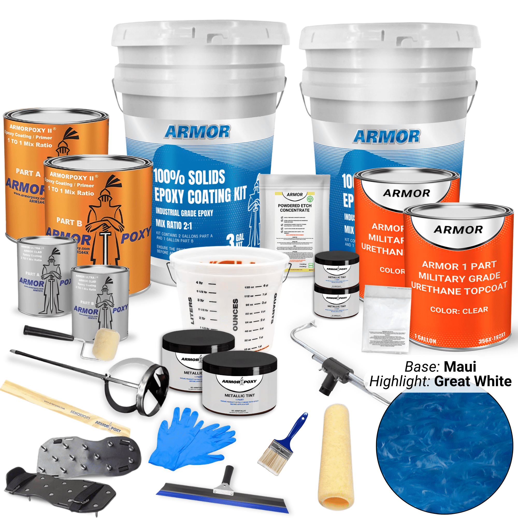 ArmorTallic Metallic Epoxy Complete Floor Kit 100% Solids Epoxy ...