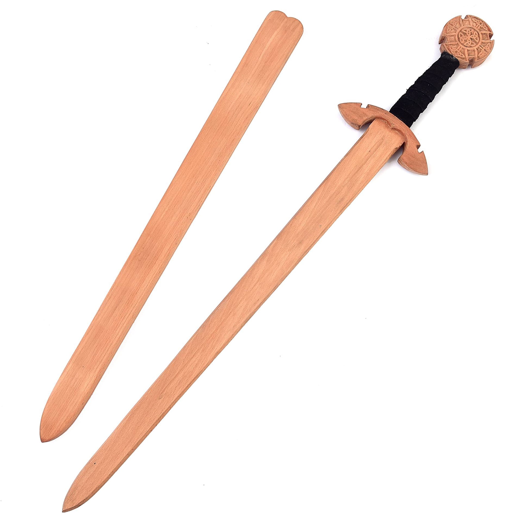 Armory Replicas Celtic Wood Sword – Leather Wrap Handle, Wood Scabbard ...