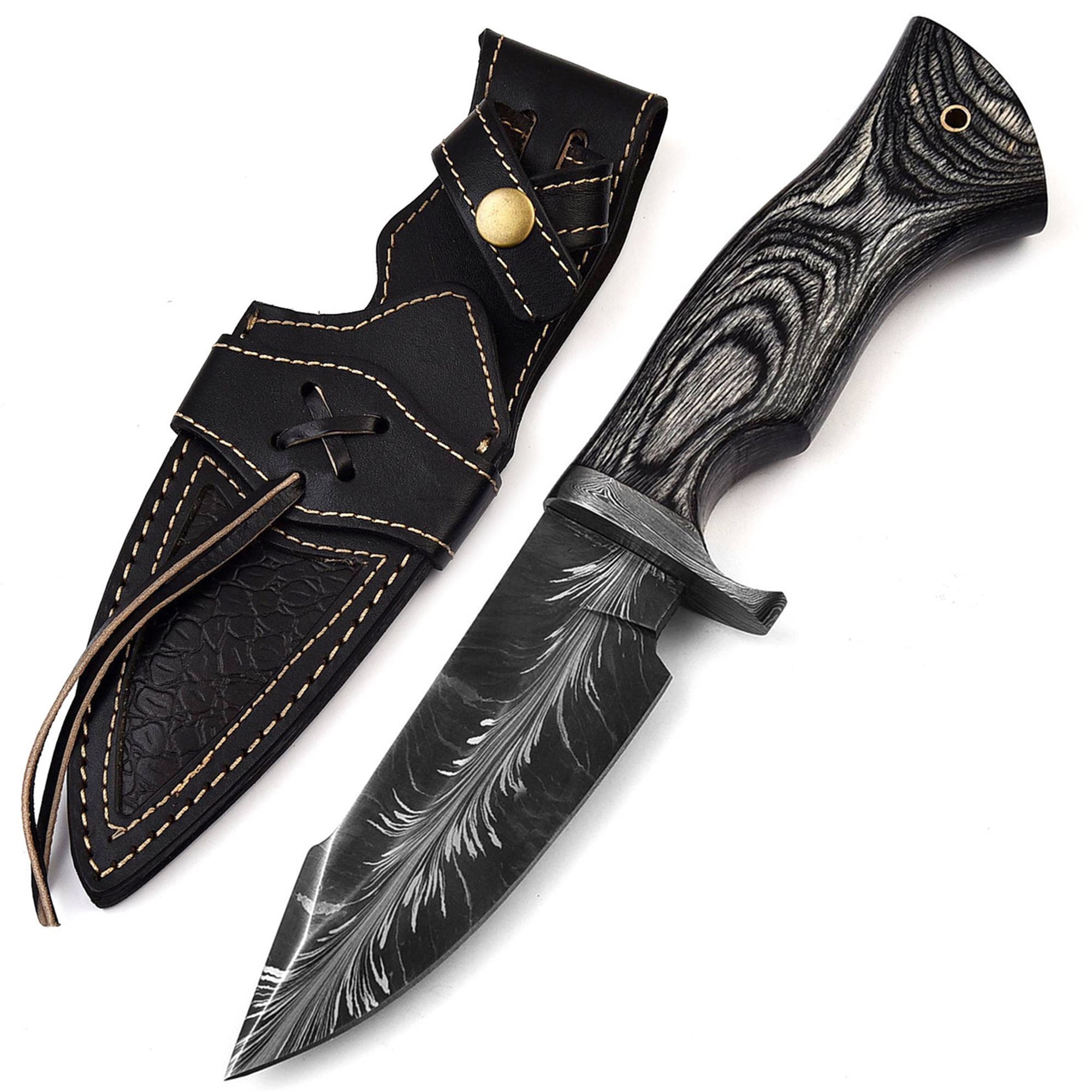 Armory Replicas Cindered Crown Feather Damascus Steel Hunting Knife w ...