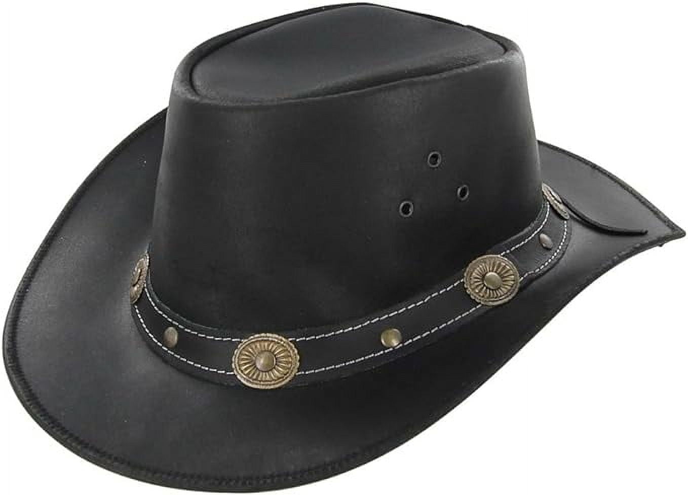 Armory Replicas - Cowhide Leather Hat for Men and Women - Buffalo Nickel Crushable Outback ...