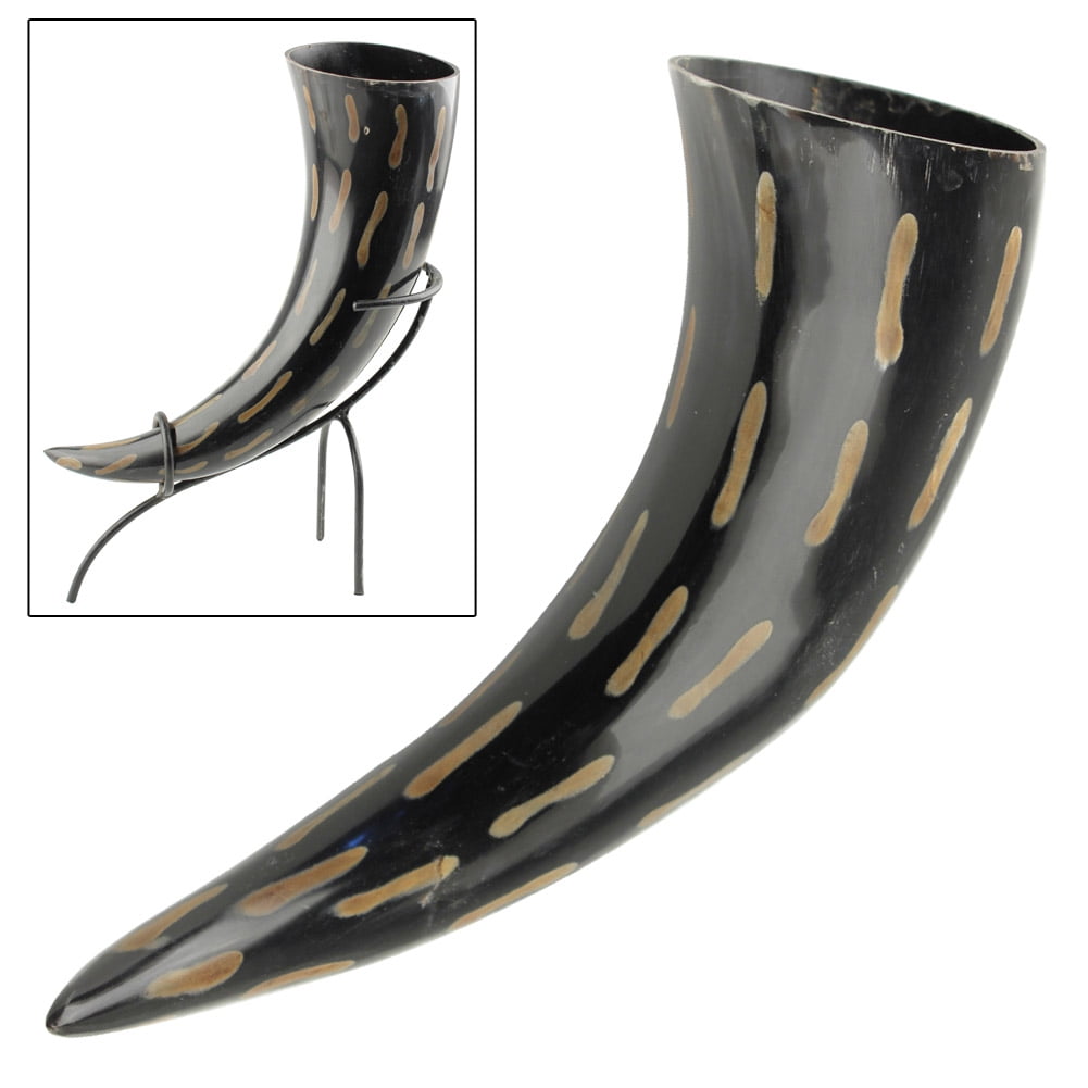 Fire Burned Medieval Drinking Horn with Metal Stand - Walmart.com