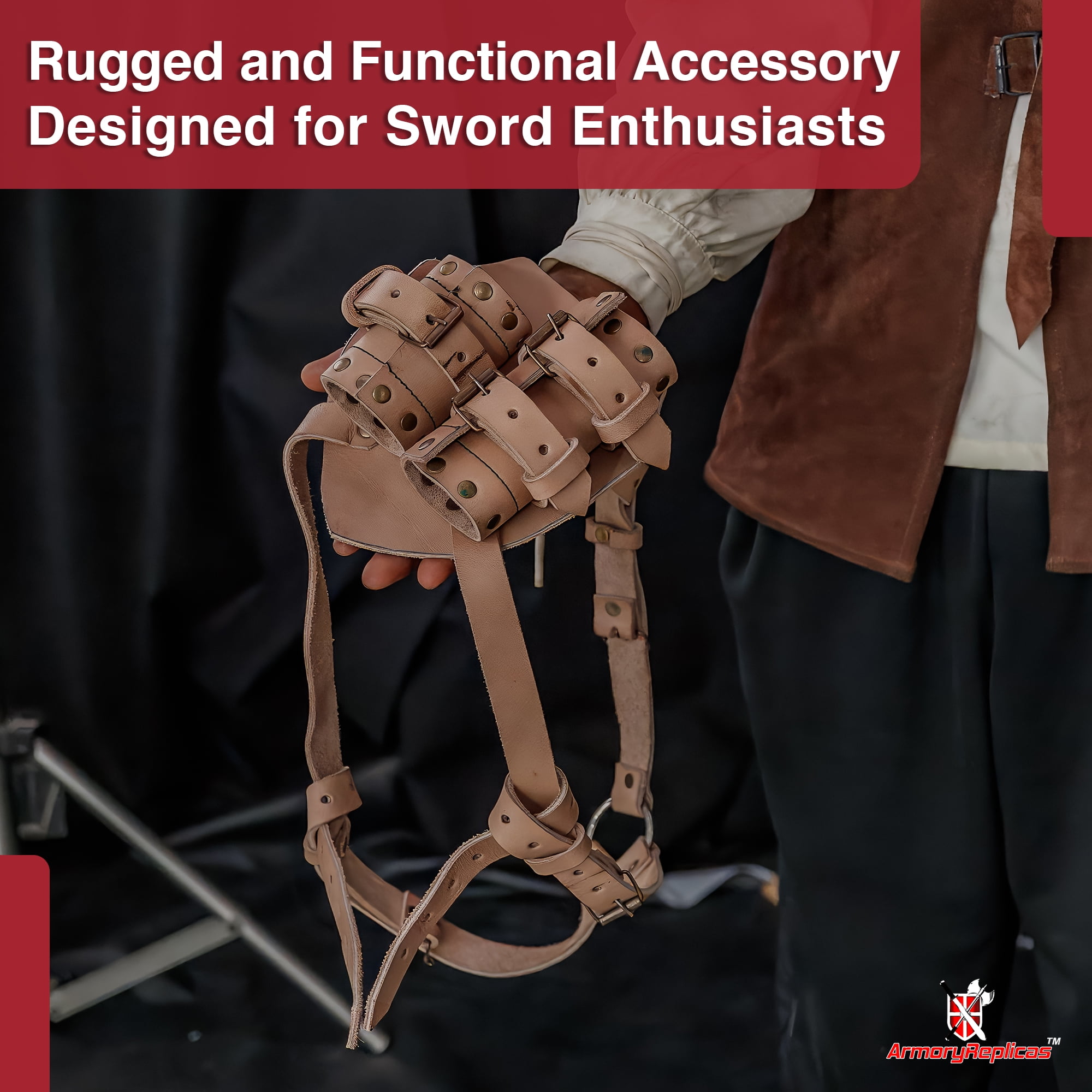 Armory Replicas Genuine Leather 2Pcs Sword Shoulder Belt Holster ...