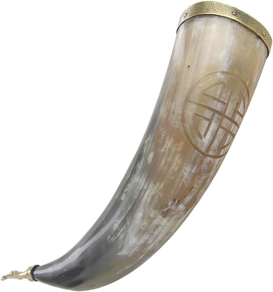 Armory Replicas Handmade Norse Bovine Drinking Horn with Protective ...