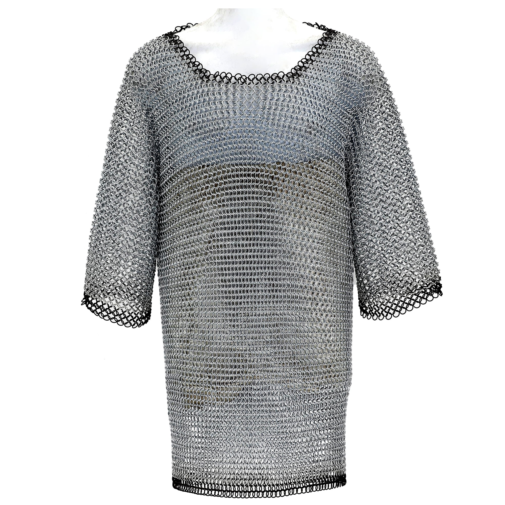 Armory Replicas Medieval Chainmail Haubergeon Shirt, Silver Black Mild ...