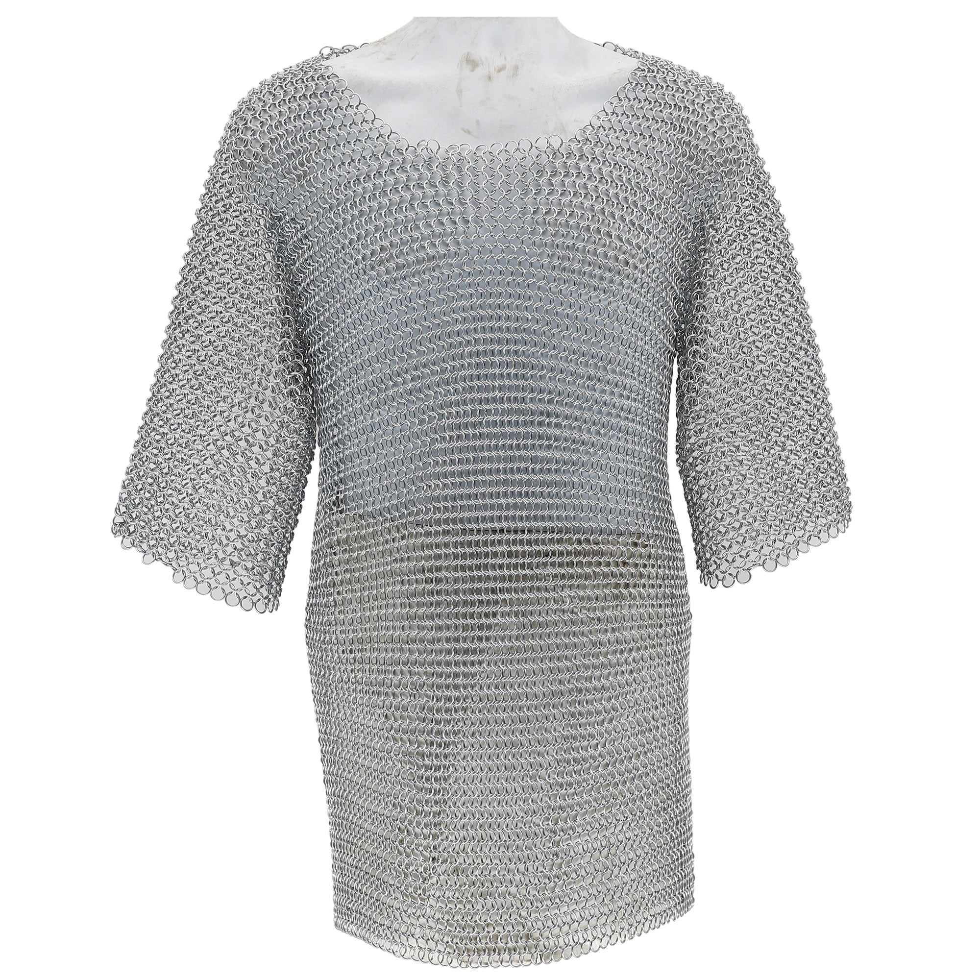 Armory Replicas Medieval Chainmail Haubergeon Shirt, Zinc-Coated Mild Steel, Half Sleeve, Chest ...