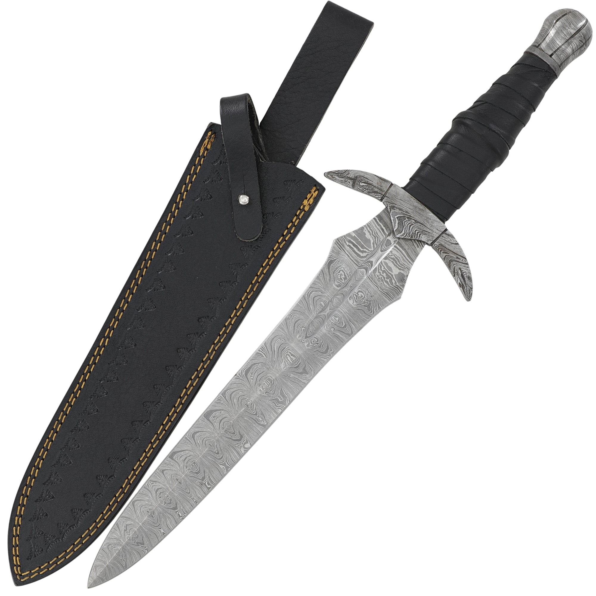 Hand Forged Carbon Steel Dagger With Leather Scabbard Medieval Dagger ...