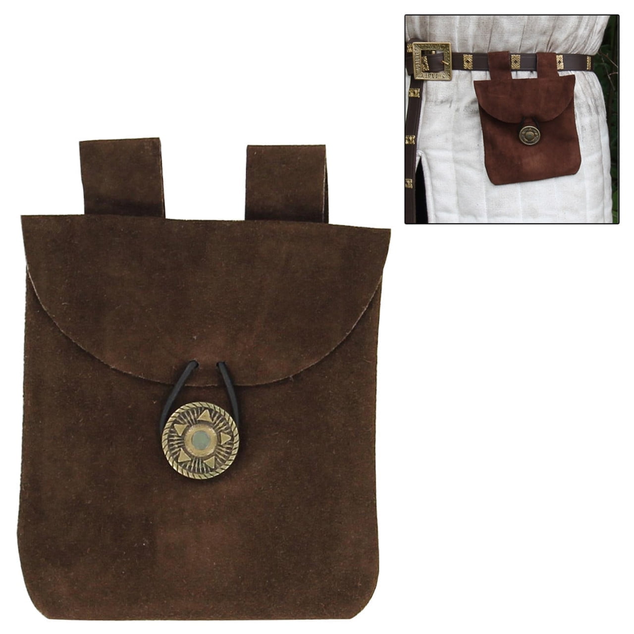 Armory Replicas Medieval Renaissance Leather Brown Suede Pouch ...