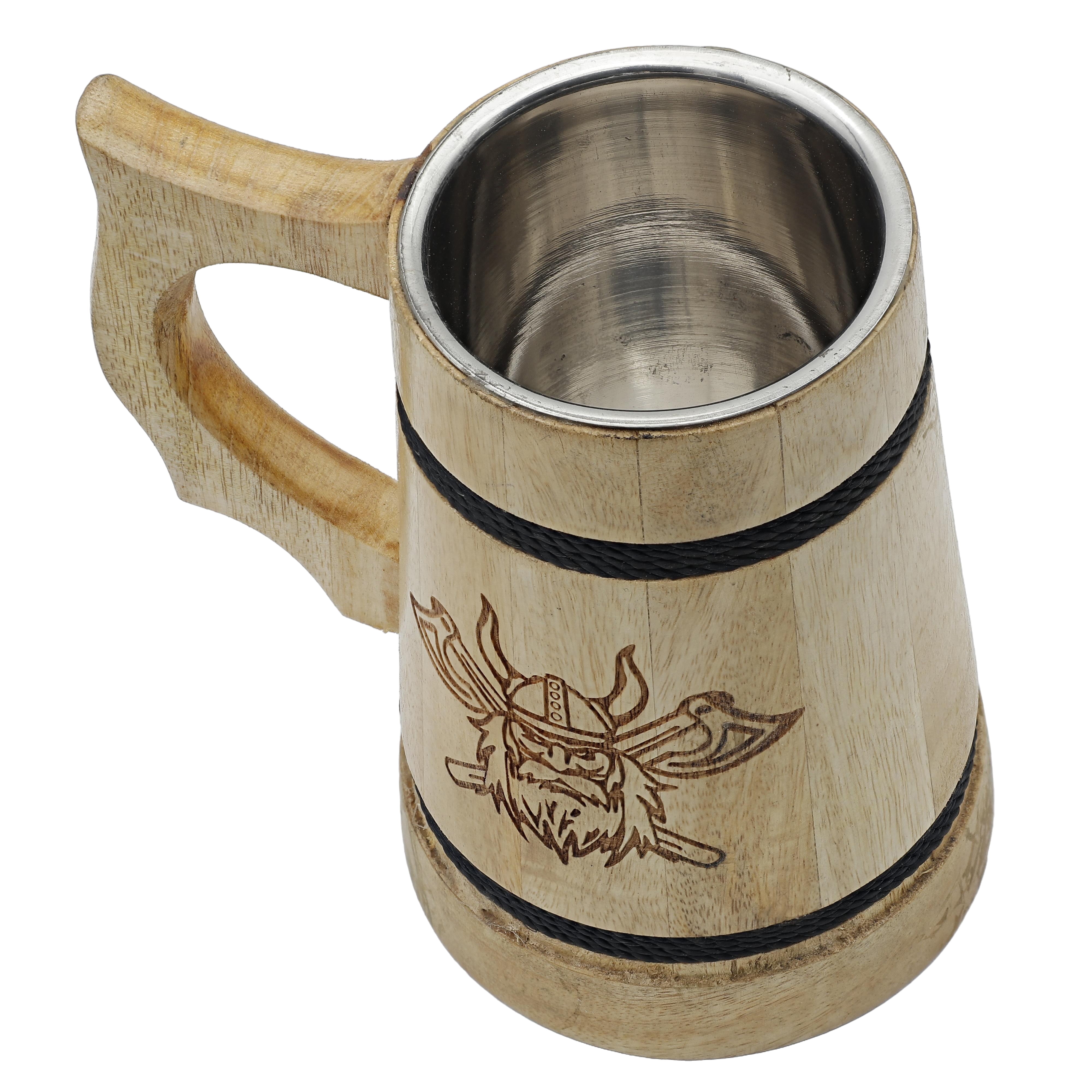 Armory Replicas Natural Mango Wood Tankard - Medieval Style 1 Pint Mug ...