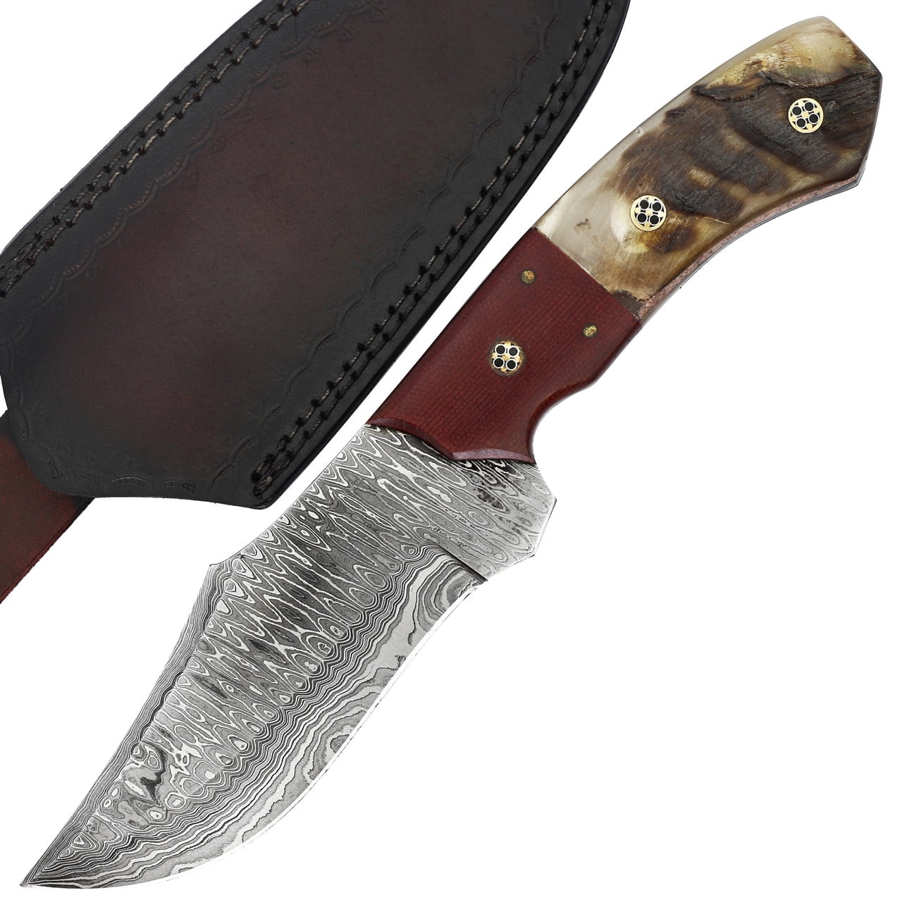 Armory Replicas Restless Lull Damascus steel S Curve Tang Ram Horn ...