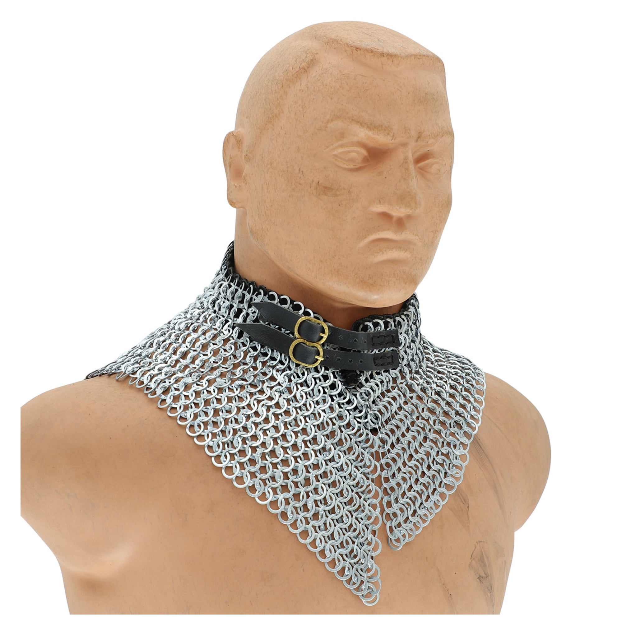 Armory Replicas Riveted Chainmail Armor Collar Silver | Adjustable Mild ...