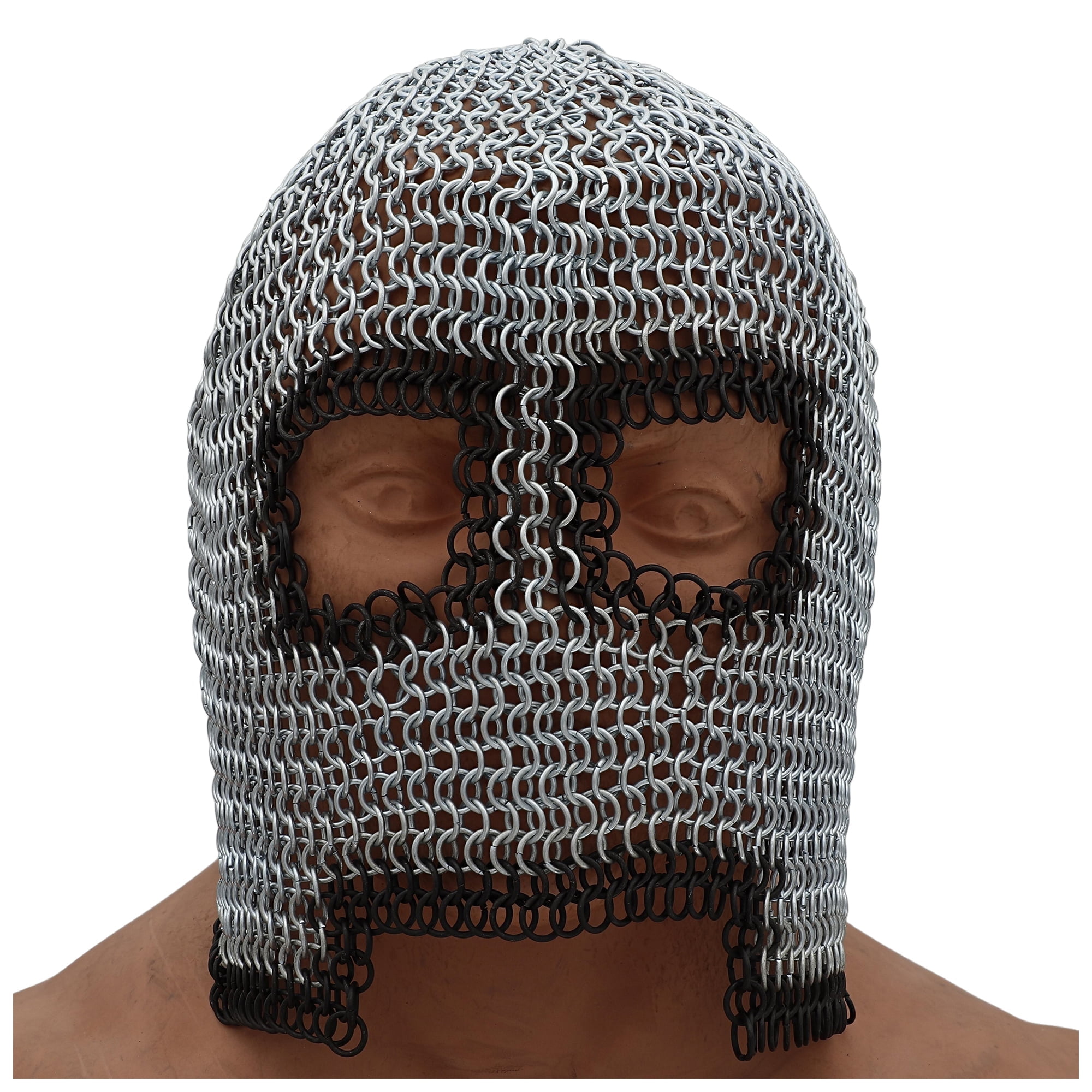 Armory Replicas Silver/Black Chainmail Butted Face Coif Mask - Silver ...