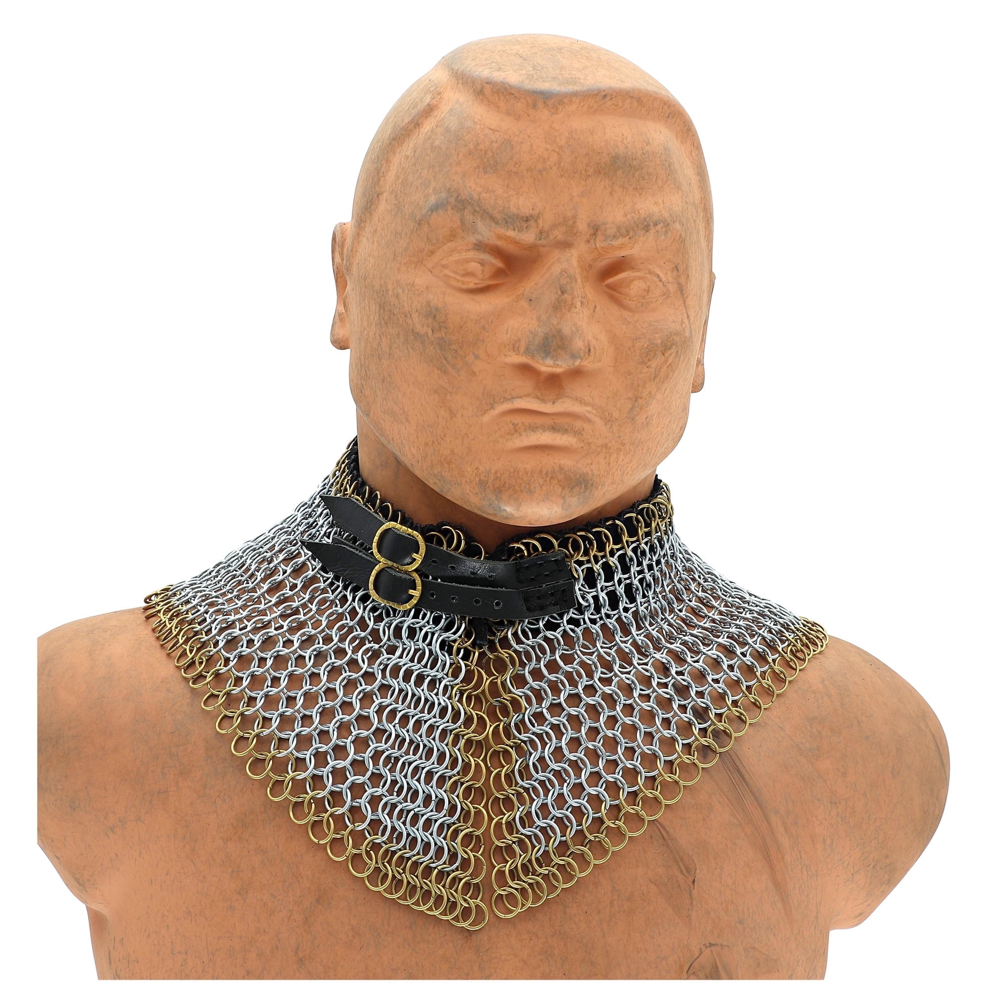 Armory Replicas Silver and Gold Chainmail Collar with Leather Inliner ...
