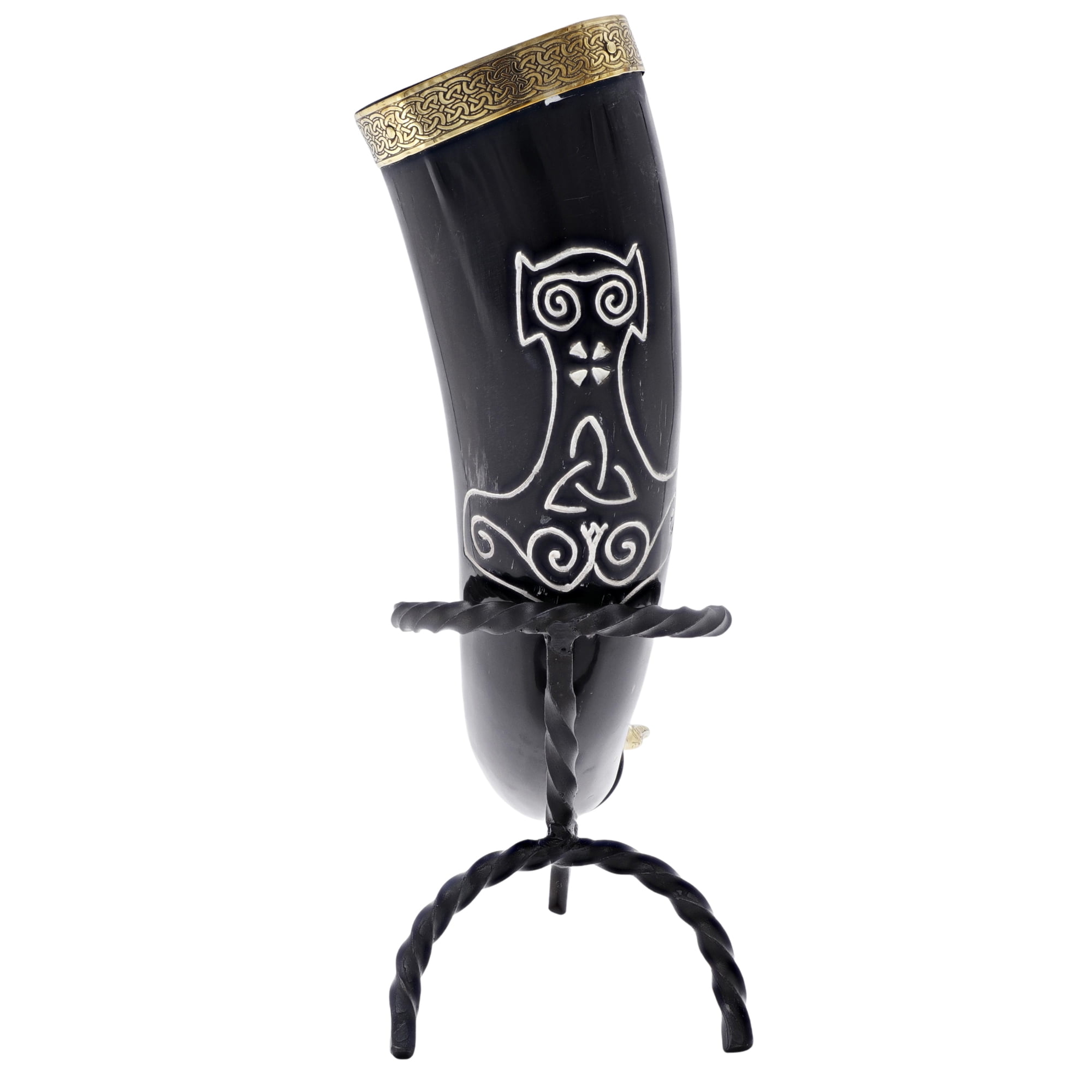 Armory Replicas Viking Drinking Horn with Mjolnir Engraving & Hand ...
