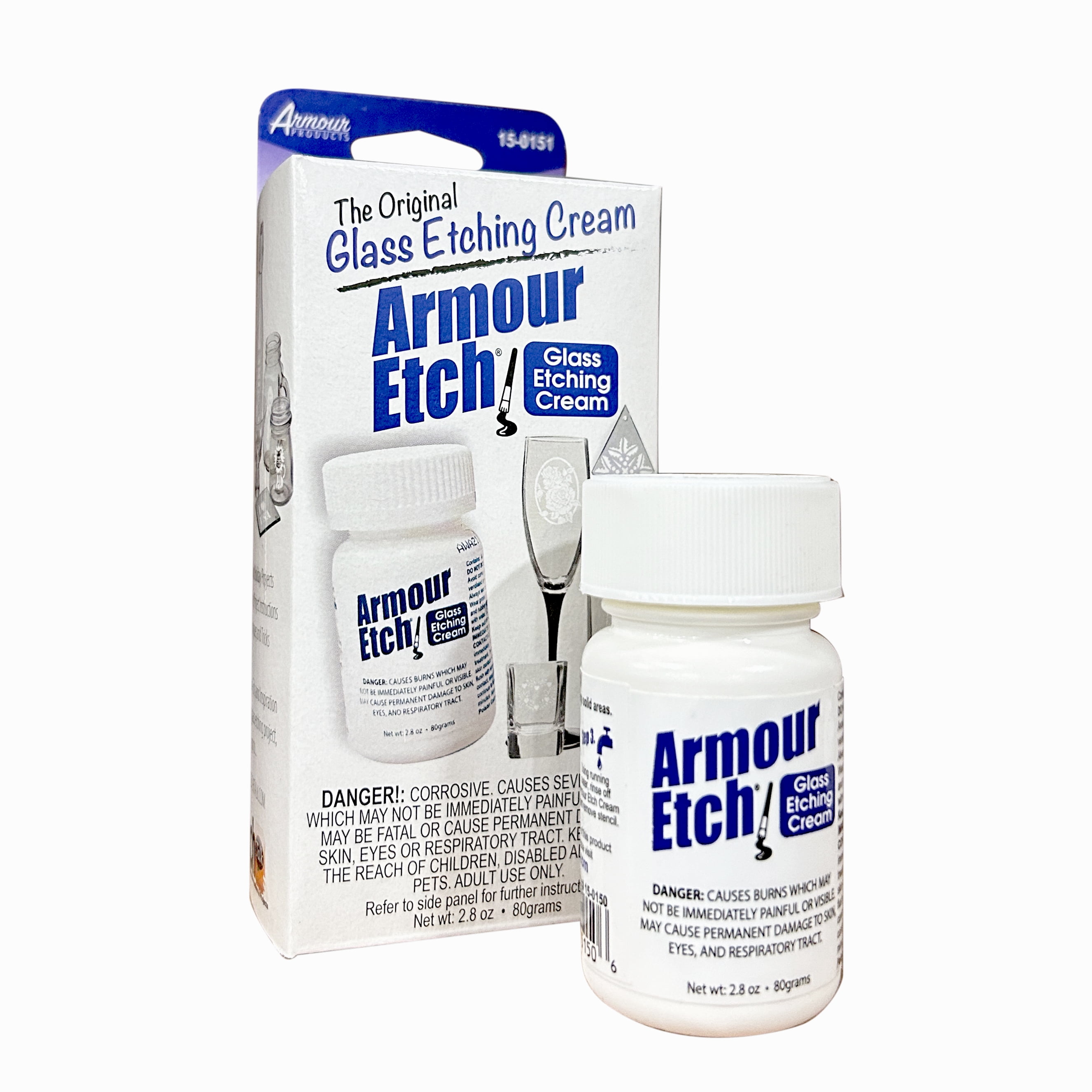 Armour Etch Glass Etching Cream, Custom Designs, 3 oz, Safe and Easy to ...