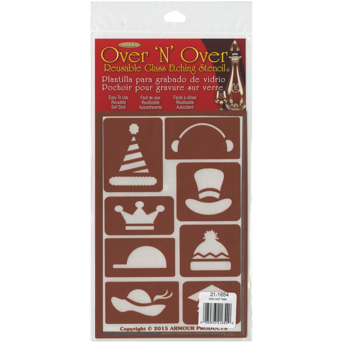 Armour Over N Over Glass Etching Stencil 5 X 8 Hat Time - Walmart.com