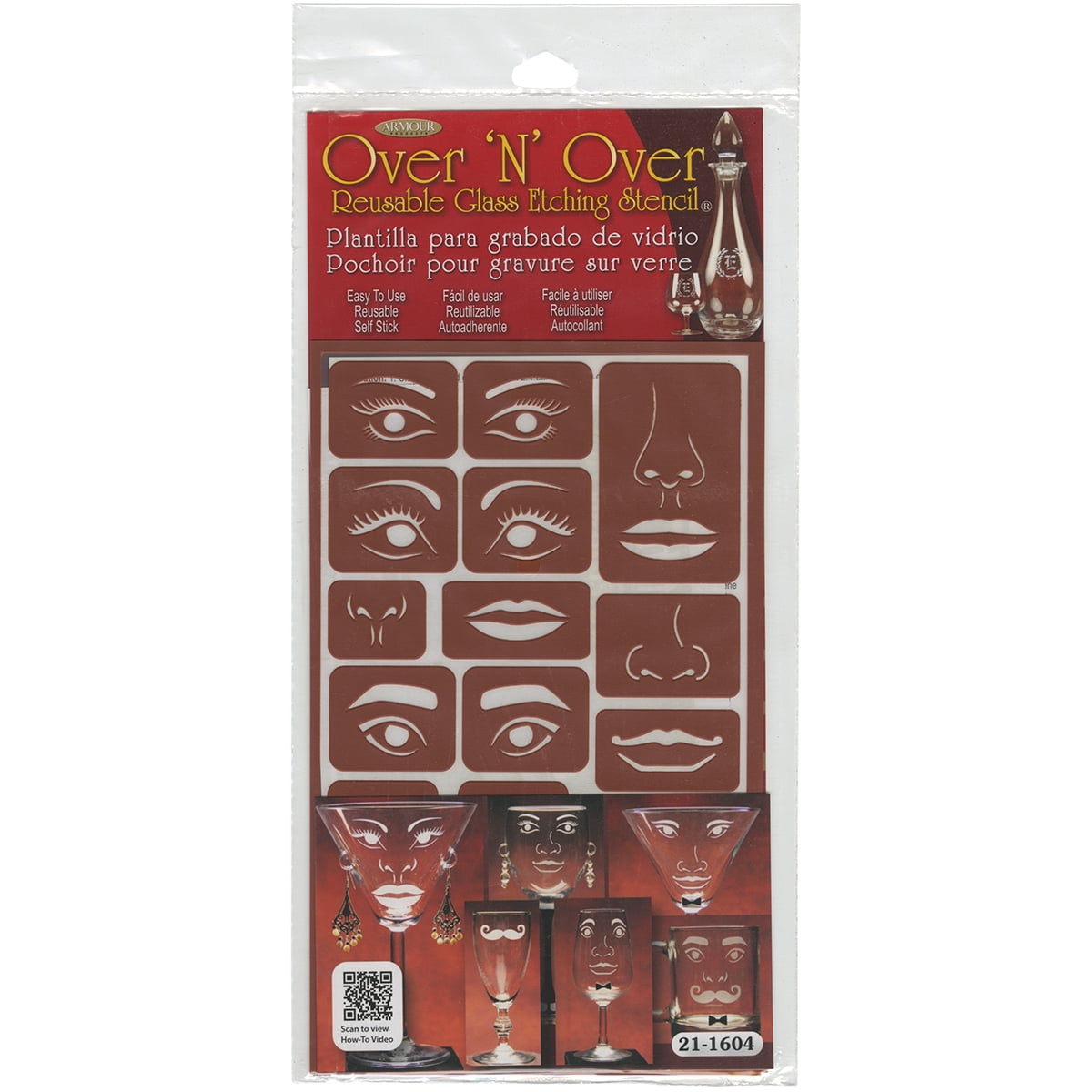 Armour Over N Over Reusable Etching Stencil Faces - Walmart.com