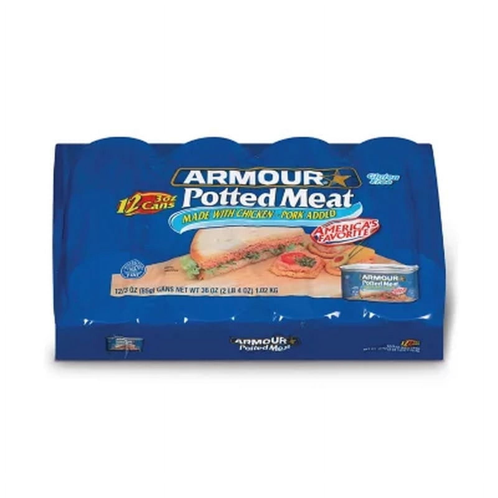 KEDUDES Armour Potted Meat, Chicken and Pork, Gluten Free, 3 Oz, 12 Ct ...