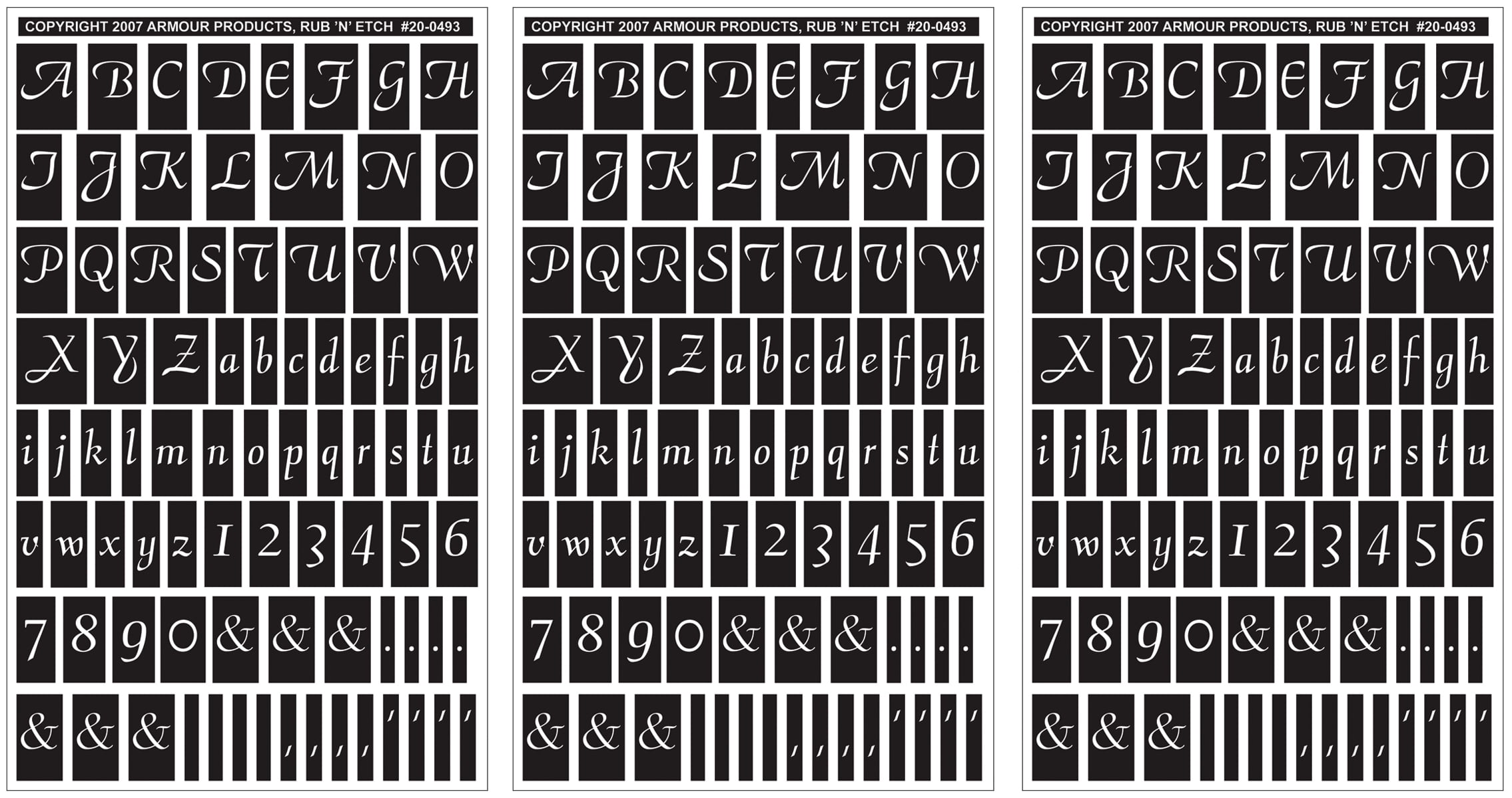 Armour Products Rub n' Etch Glass Etching Stencils 5 inch x 8 inch 3 ...