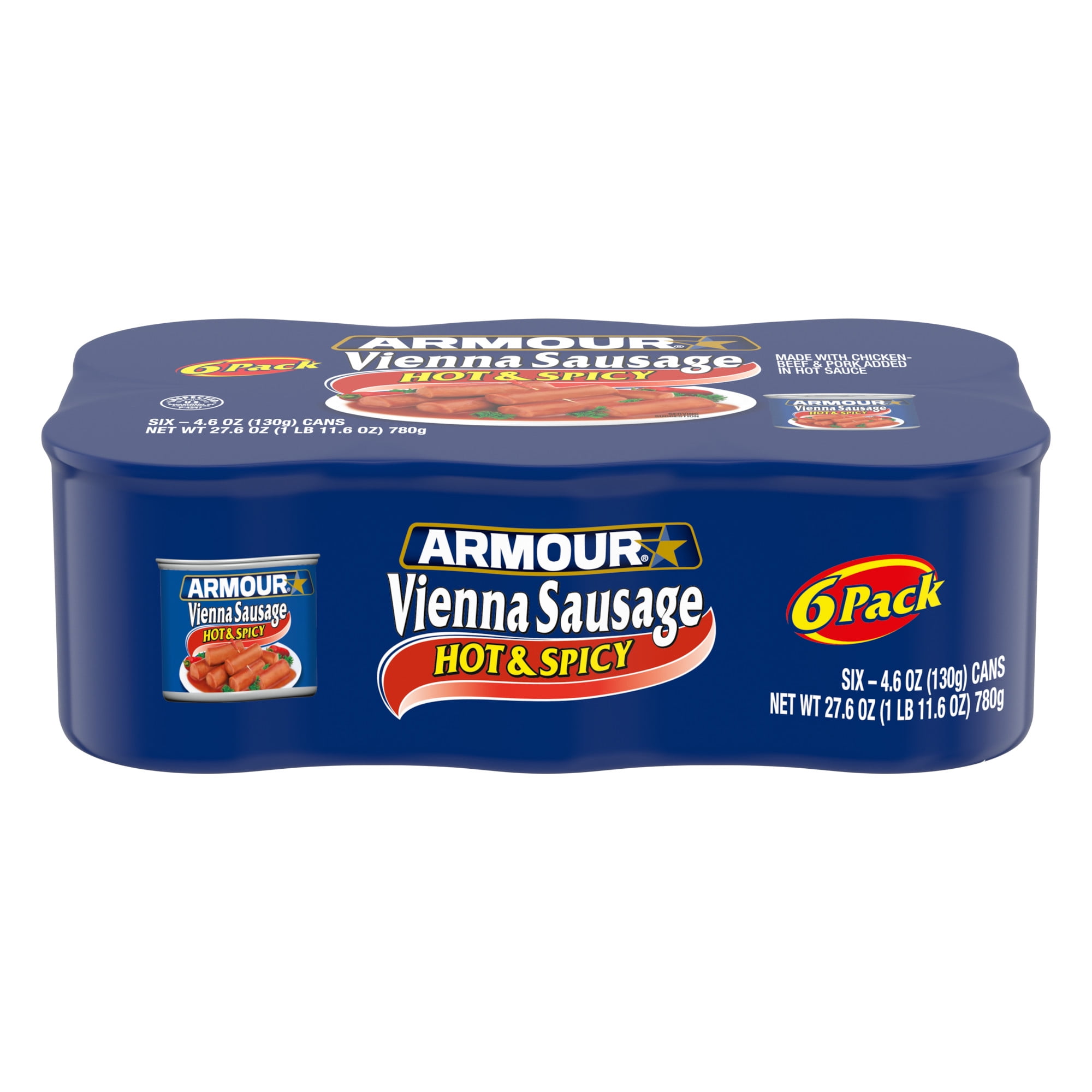 Armour Star Vienna Sausage, Hot & Spicy Flavored, Canned Sausage, 4.6 ...