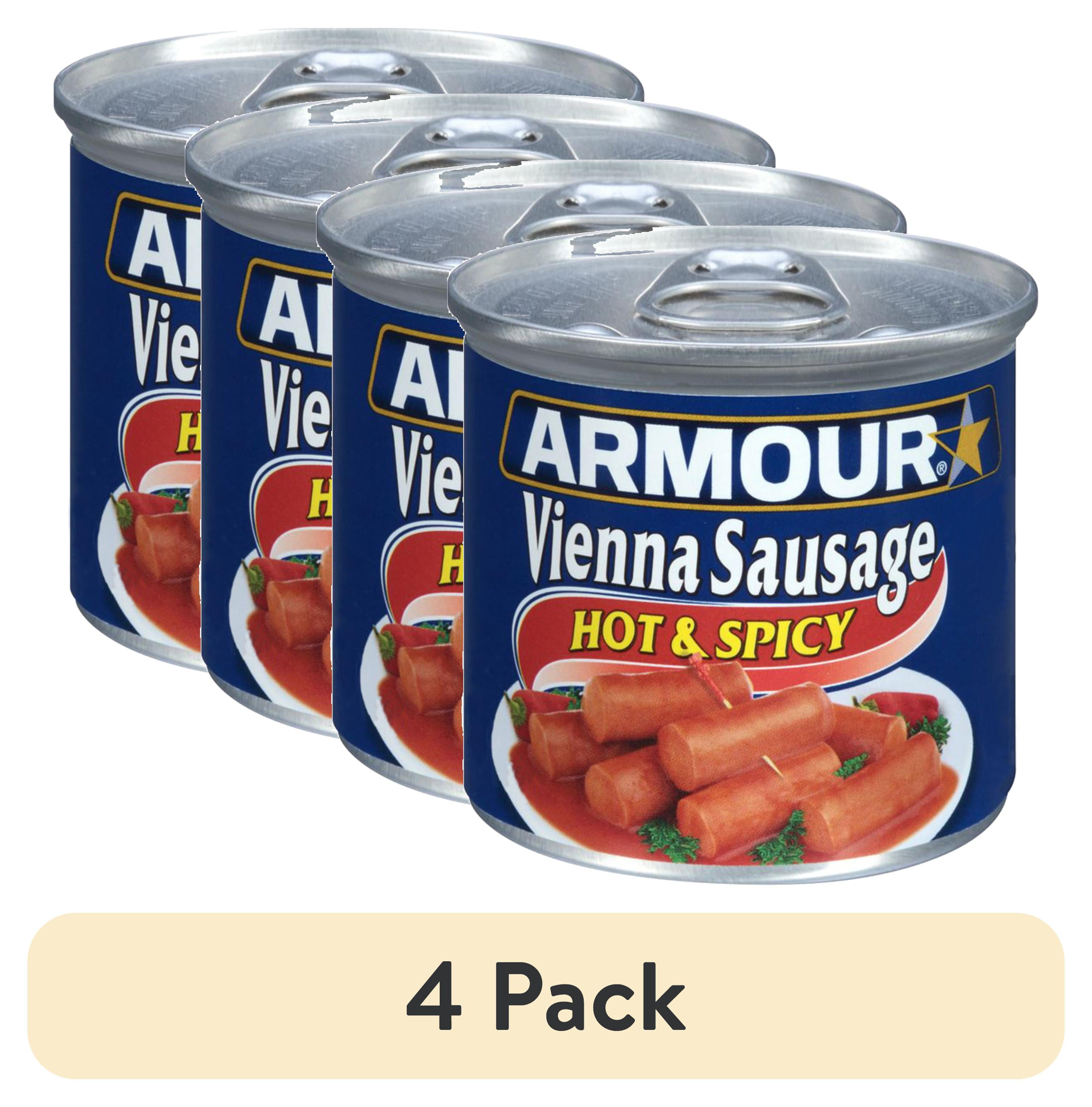 (4 pack) Armour Star Vienna Sausage, Hot & Spicy Flavored, Canned ...