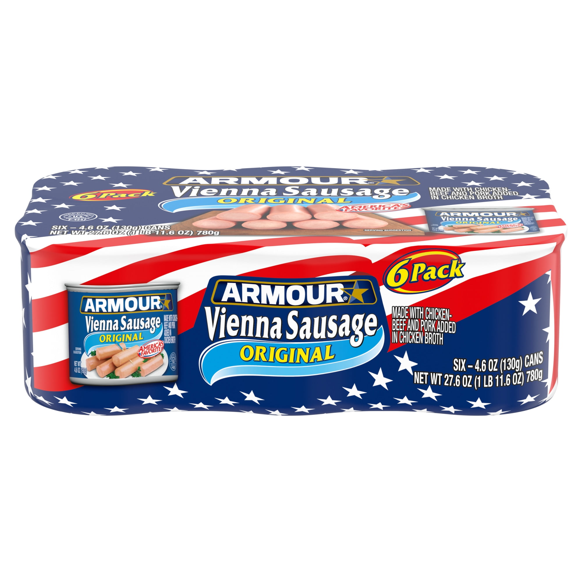 Armour Vienna Sausage Canned Meat Original Flavor 4.6 oz Pack of 6 ...