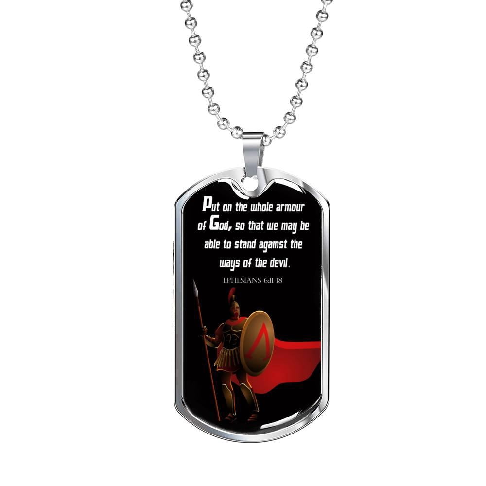 Armour of God Doldier Stainless Steel or 18k Gold Dog Tag 24" Chain ...