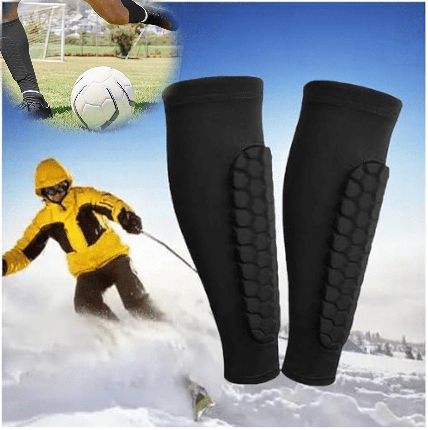 Armours Ski Shin Guards, Shin Defender Shin Guards with Honeycomb Pads ...