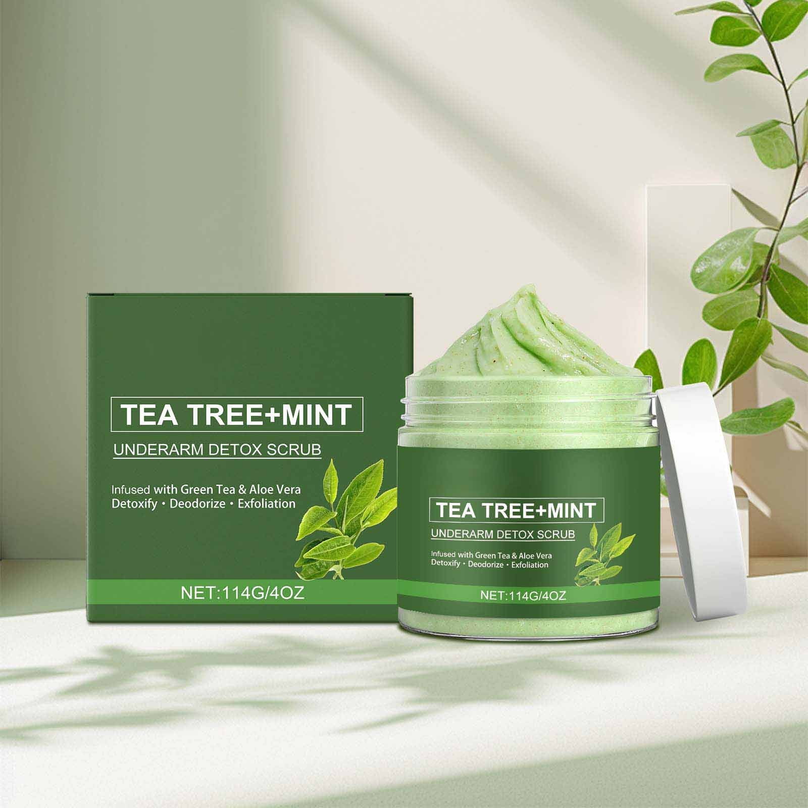 Armpit Detox Scrub with Tea Tree, Mint & Walnut Shell Powder, Underarm ...