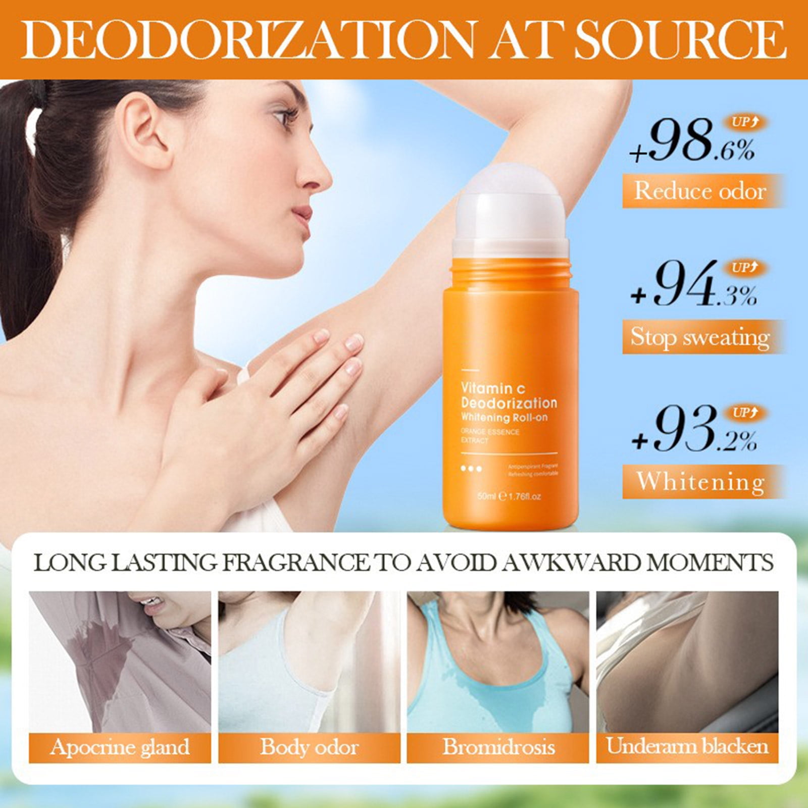 Armpit Whitening and Brightening Antiperspirant Deodorant Roll-on50ml - Walmart.com